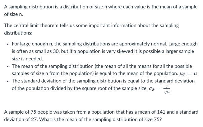 Solved A sampling distribution is a distribution of size n | Chegg.com