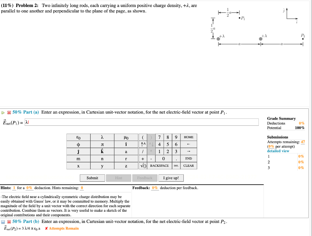 Solved (11\%) Problem 2: Two infinitely long rods, each | Chegg.com