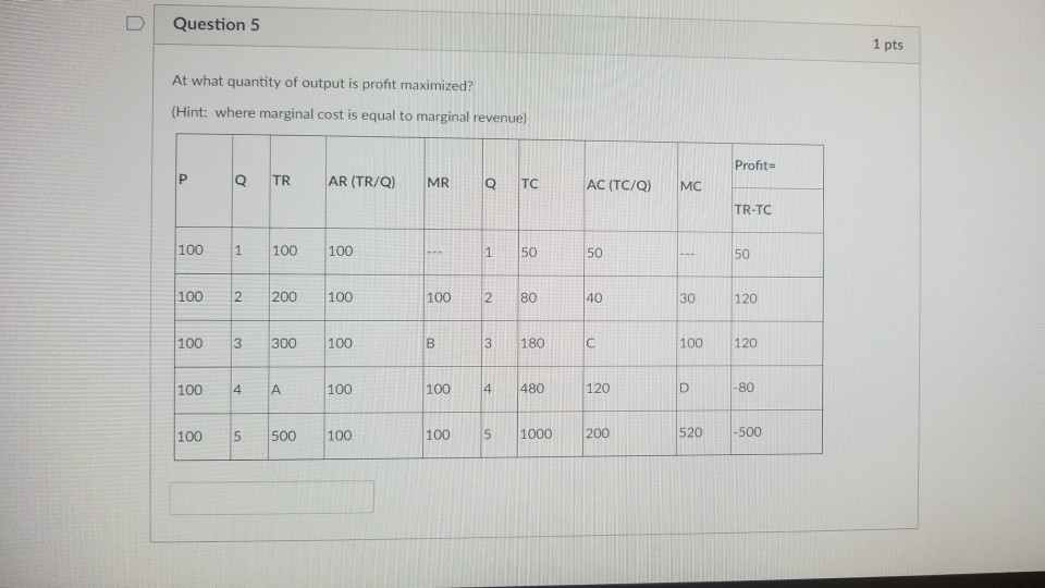 Solved DQuestion 4 1 pts Calculate the Marginal Cost for | Chegg.com