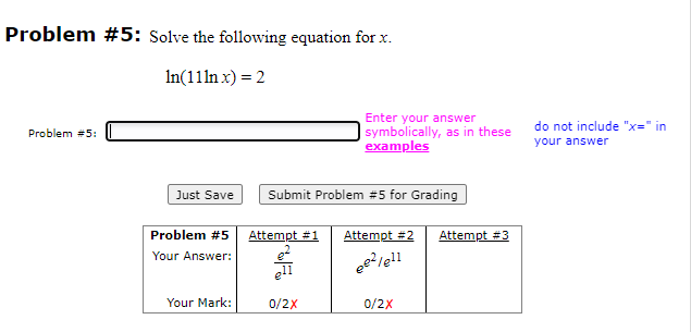 Solved Problem #5: Solve the following equation for x. | Chegg.com