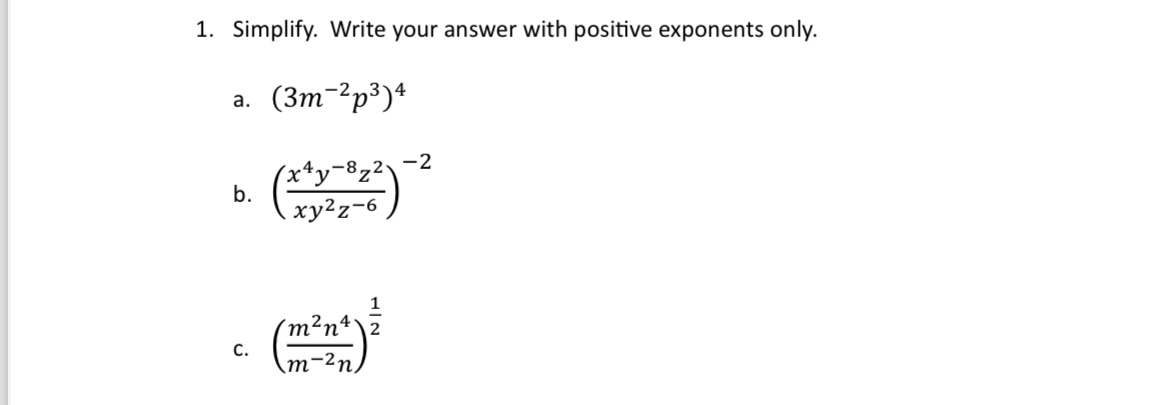 Solved Simplify. Write your answer with positive exponents | Chegg.com