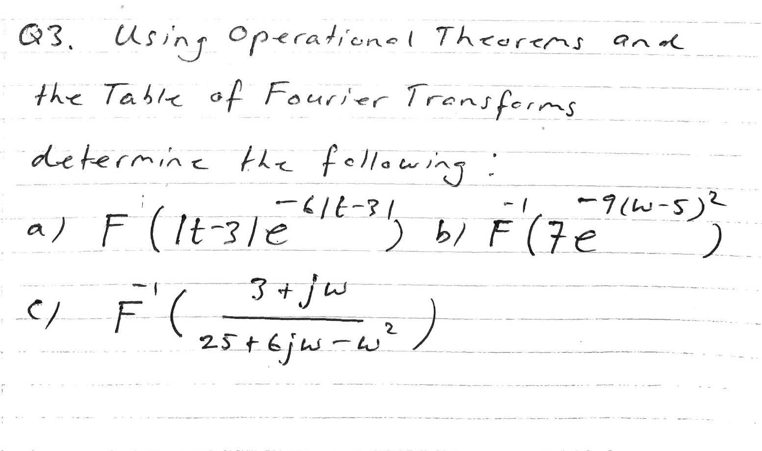 Solved and Q3. Using Operational Theorems the Table of | Chegg.com
