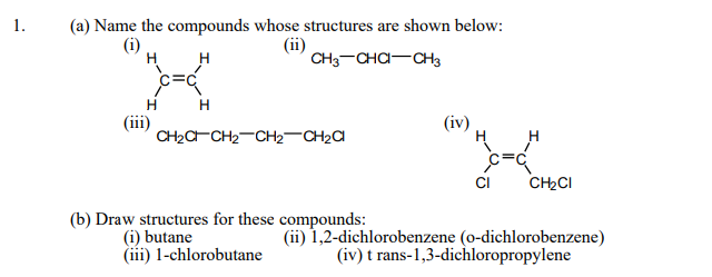 Solved 1. (a) Name the compounds whose structures are shown | Chegg.com