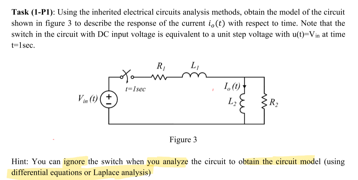 Solved Task (1-P1): Using the inherited electrical circuits | Chegg.com