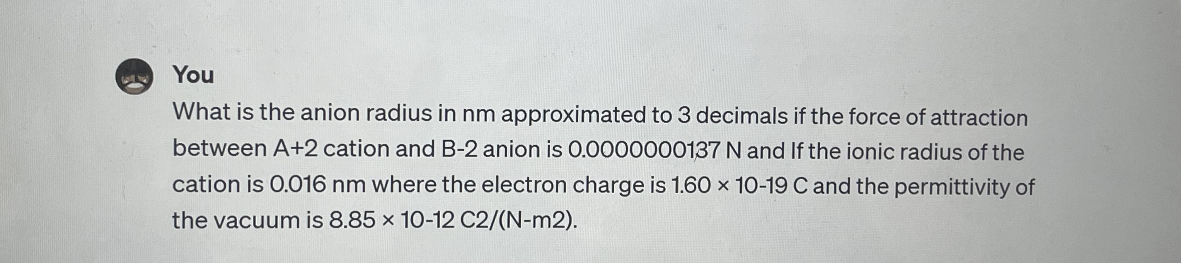 Solved YouWhat is the anion radius in nm ﻿approximated to 3 | Chegg.com