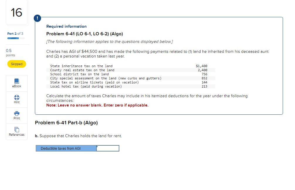 Required information Problem 6-38 (LO 6-2) (Algo) | Chegg.com