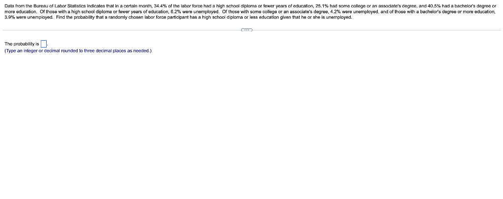 Solved Data from the Bureau of Labor Statistics indicates | Chegg.com