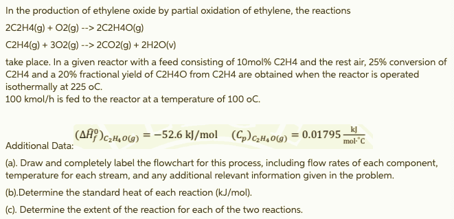 In the production of ethylene oxide by partial | Chegg.com