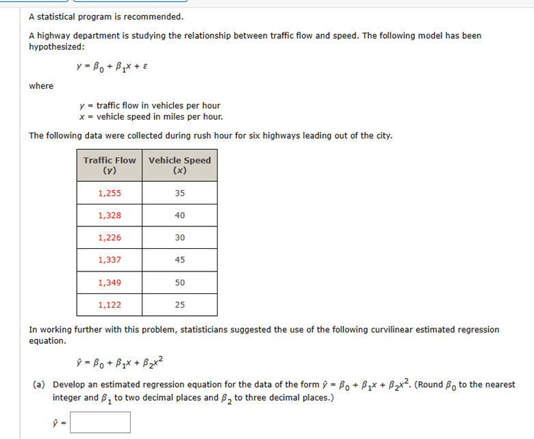 Solved A statistical program is recommended. A highway | Chegg.com