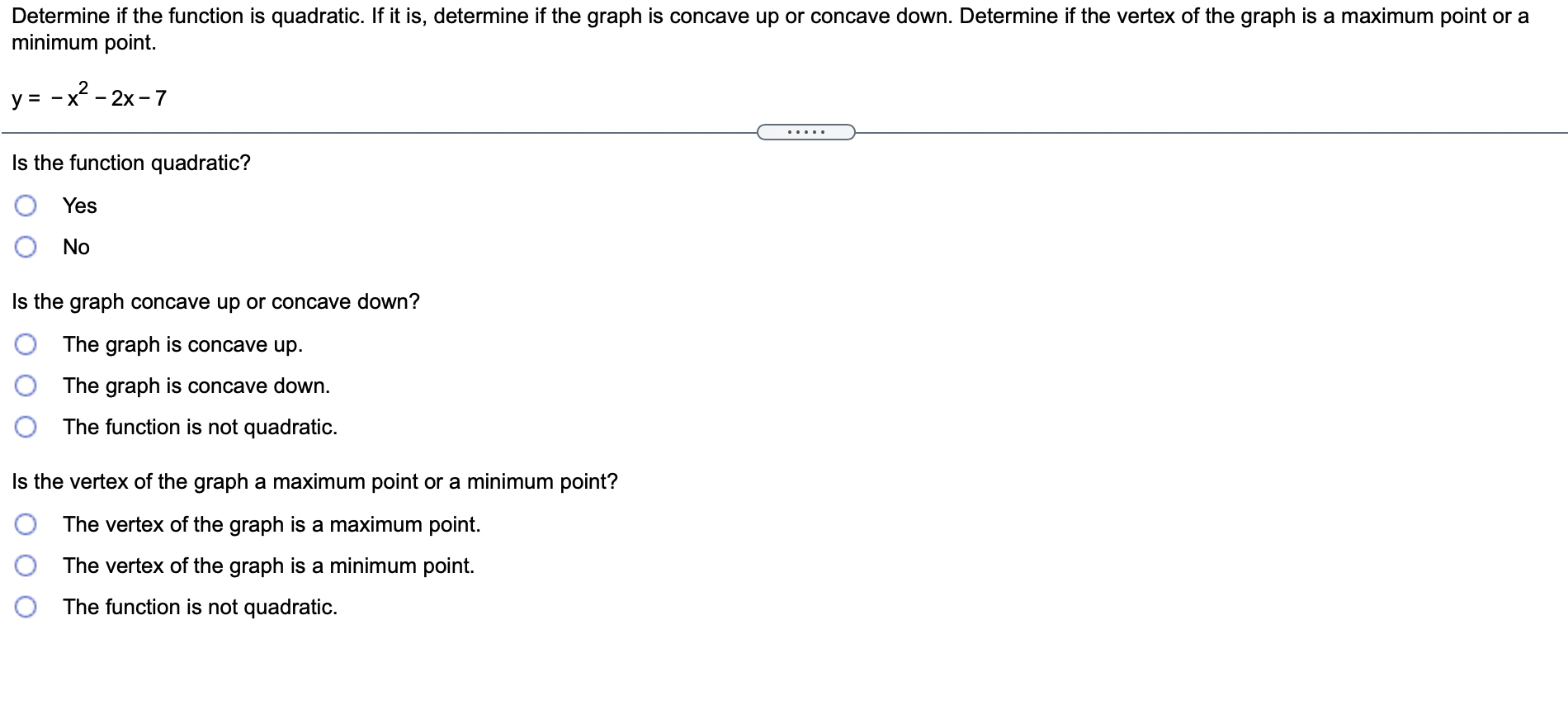 Solved Determine if the function is quadratic. If it is, | Chegg.com