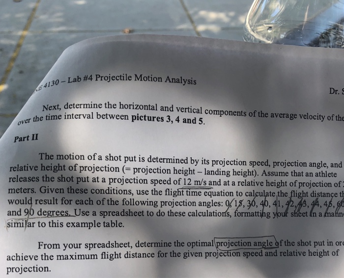 130-Lab #4 Projectile Motion Analysis Dr. S xt, | Chegg.com