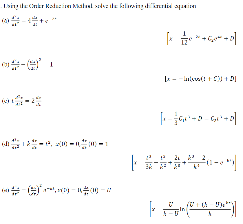 Solved . Using the Order Reduction Method, solve the | Chegg.com