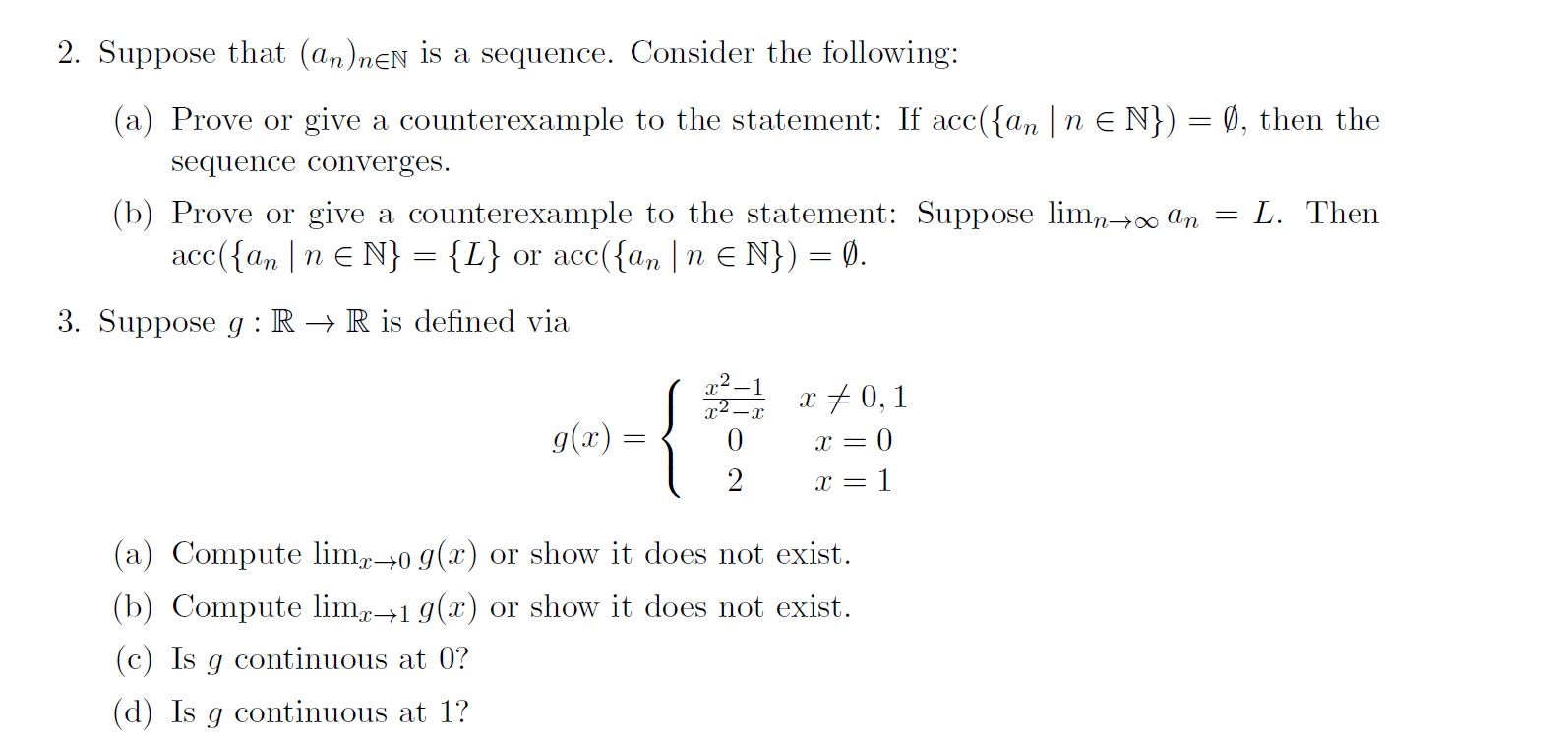 Solved 2. Suppose that (an)nen is a sequence. Consider the | Chegg.com