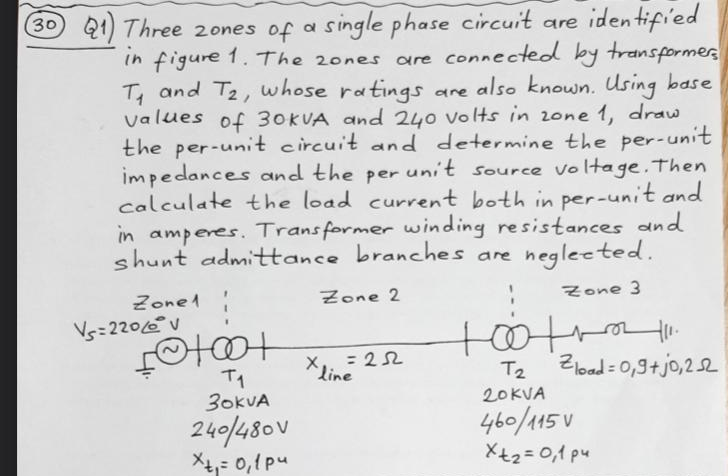 Solved are 30 Q1) Three zones of a single phase circuit are | Chegg.com