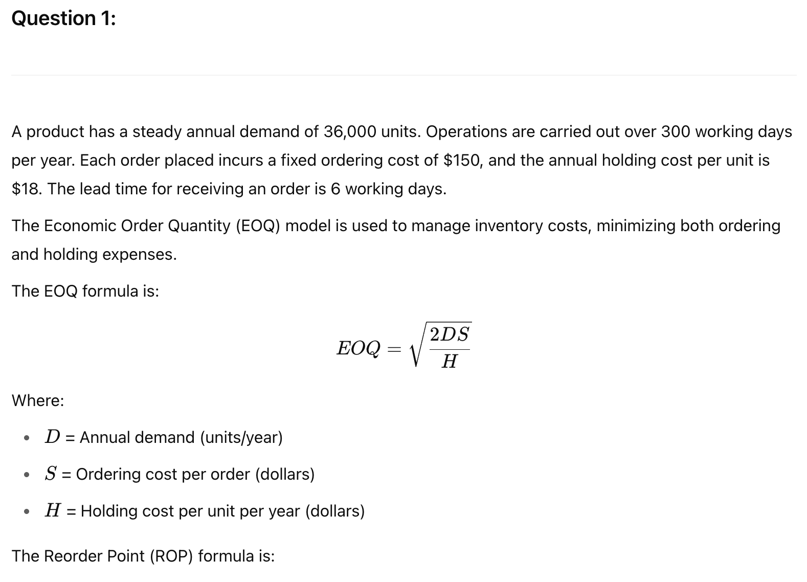 Solved Q1(a) ﻿Calculate the Economic Order Quantity (EOQ) | Chegg.com