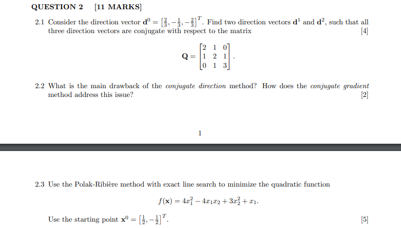 Solved QUESTION 2 (11 MARKS] 2.1 Consider the direction | Chegg.com