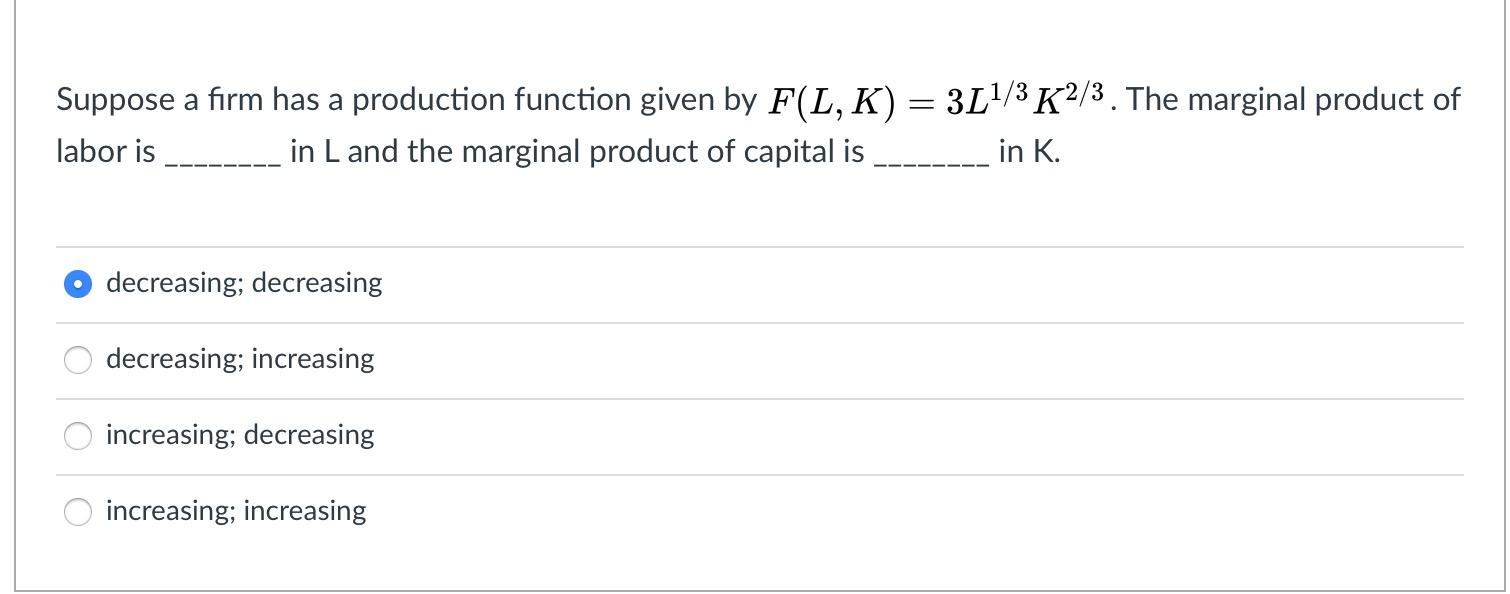 Solved Suppose a firm has a production function given by | Chegg.com