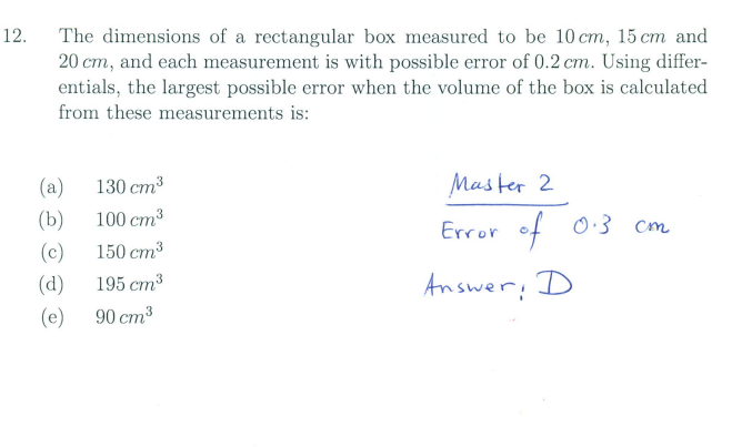 Solved 12. The dimensions of a rectangular box measured to | Chegg.com