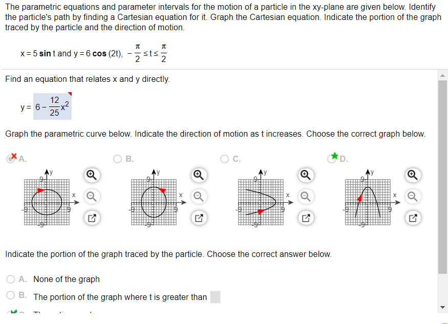 Solved The parametric equations and parameter intervals for | Chegg.com