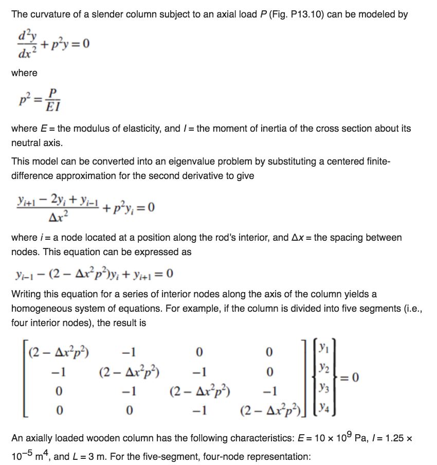 The curvature of a slender column subject to an axial | Chegg.com
