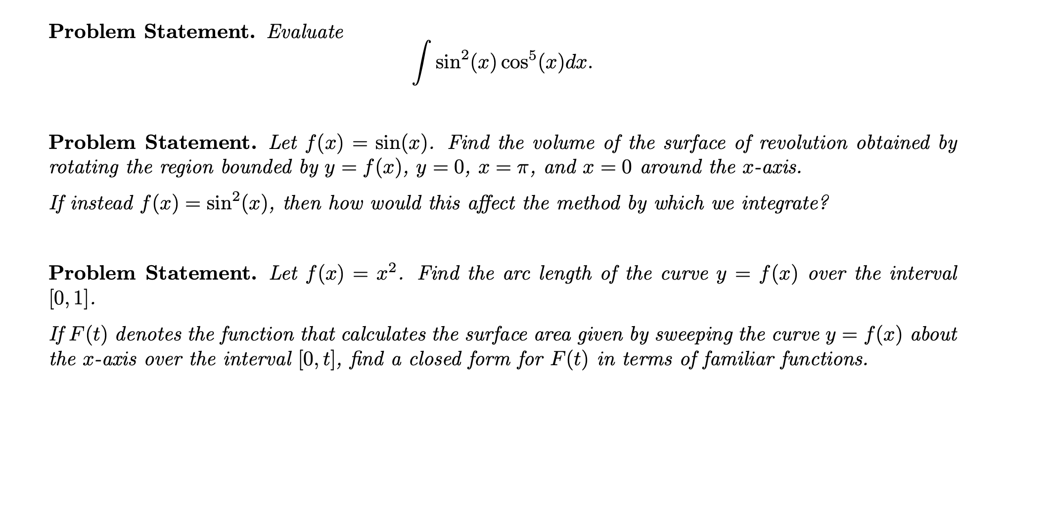 Solved Problem Statement. Evaluate ∫sin2(x)cos5(x)dx Problem | Chegg.com