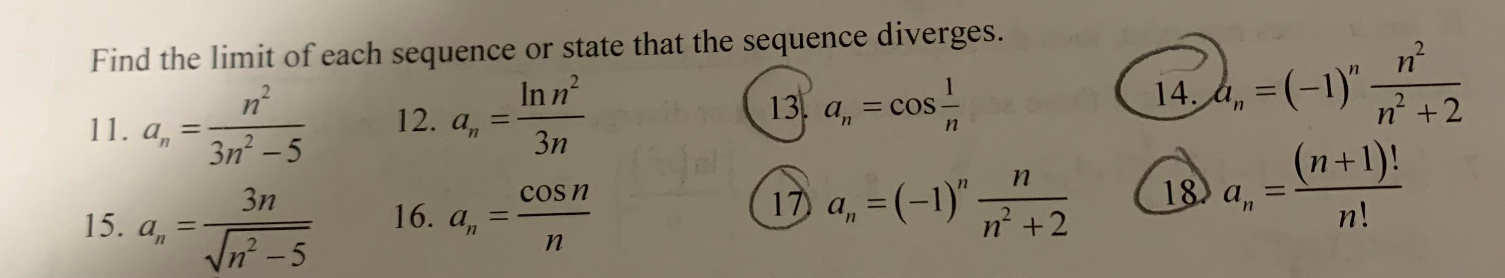 Solved Find the limit of each sequence or state that the | Chegg.com
