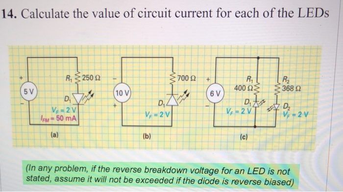 Solved 14. Calculate the value of circuit current for each | Chegg.com