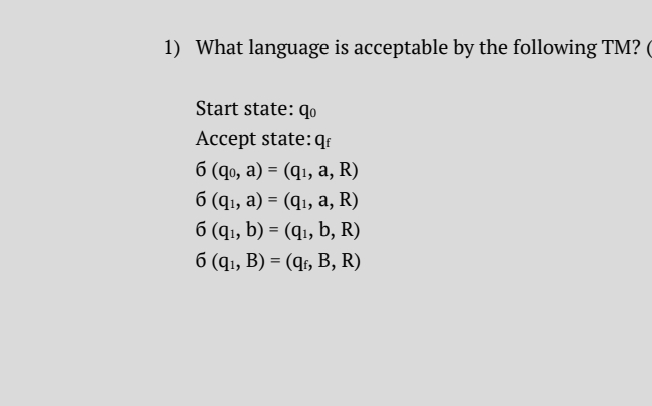 Solved What language is acceptable by the following TM?Start | Chegg.com