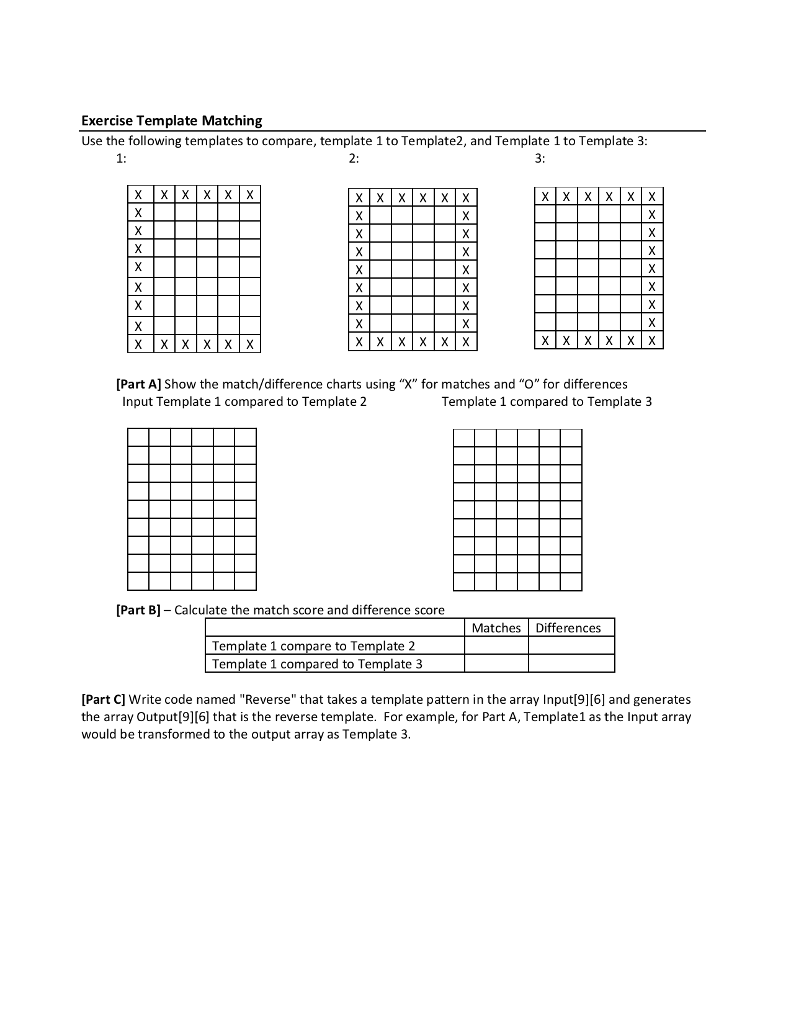 Solved Exercise Template Matching Use the following | Chegg.com