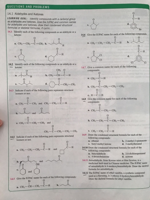 Solved QUESTIONS AND PROBLEMS 14.1 Aldehydes and Ketones | Chegg.com