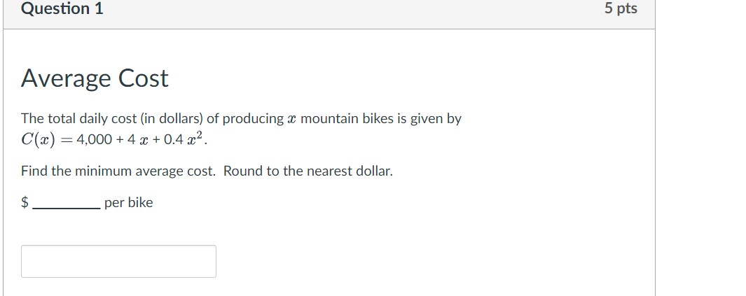 Solved The total daily cost (in dollars) of producing x | Chegg.com