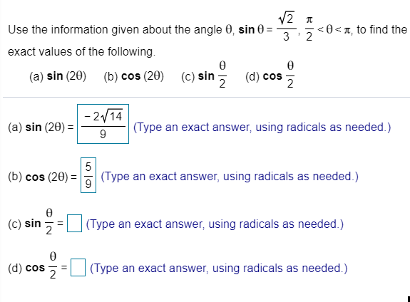Solved use the information given abu the angle thea, sin | Chegg.com