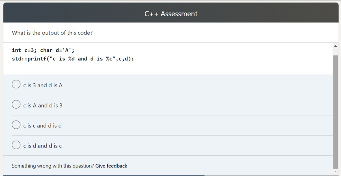 Solved C++ Assessment What is the output of this code? int | Chegg.com