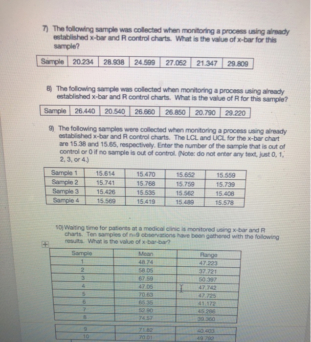 Solved 7 The following sample was collected when monitoring | Chegg.com