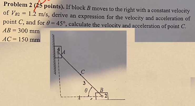 Solved Problem 2 (25 points). If block B moves to the right | Chegg.com