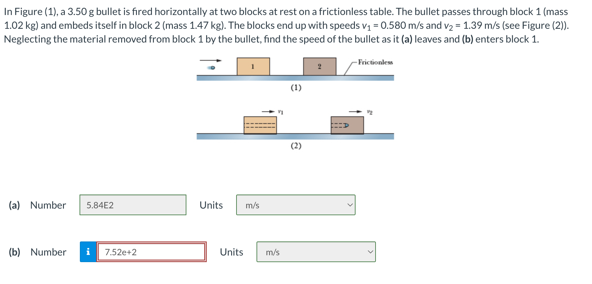Solved In Figure (1), a 3.50 g bullet is fired horizontally | Chegg.com
