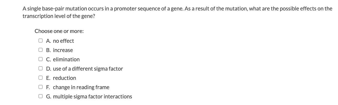 Solved A Single Base Pair Mutation Occurs In A Promoter 5367