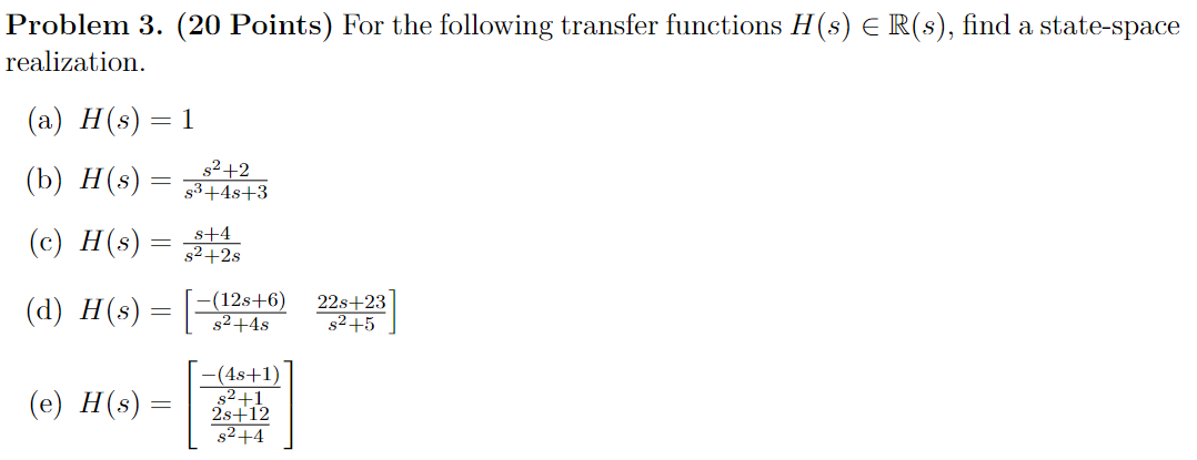 Solved Problem 3 20 Points For The Following Transfer 