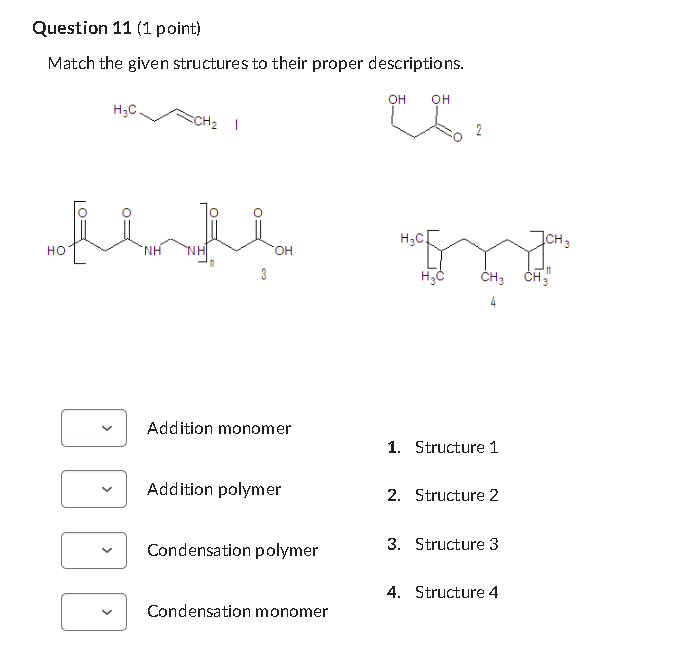 Match the given structures to their proper | Chegg.com