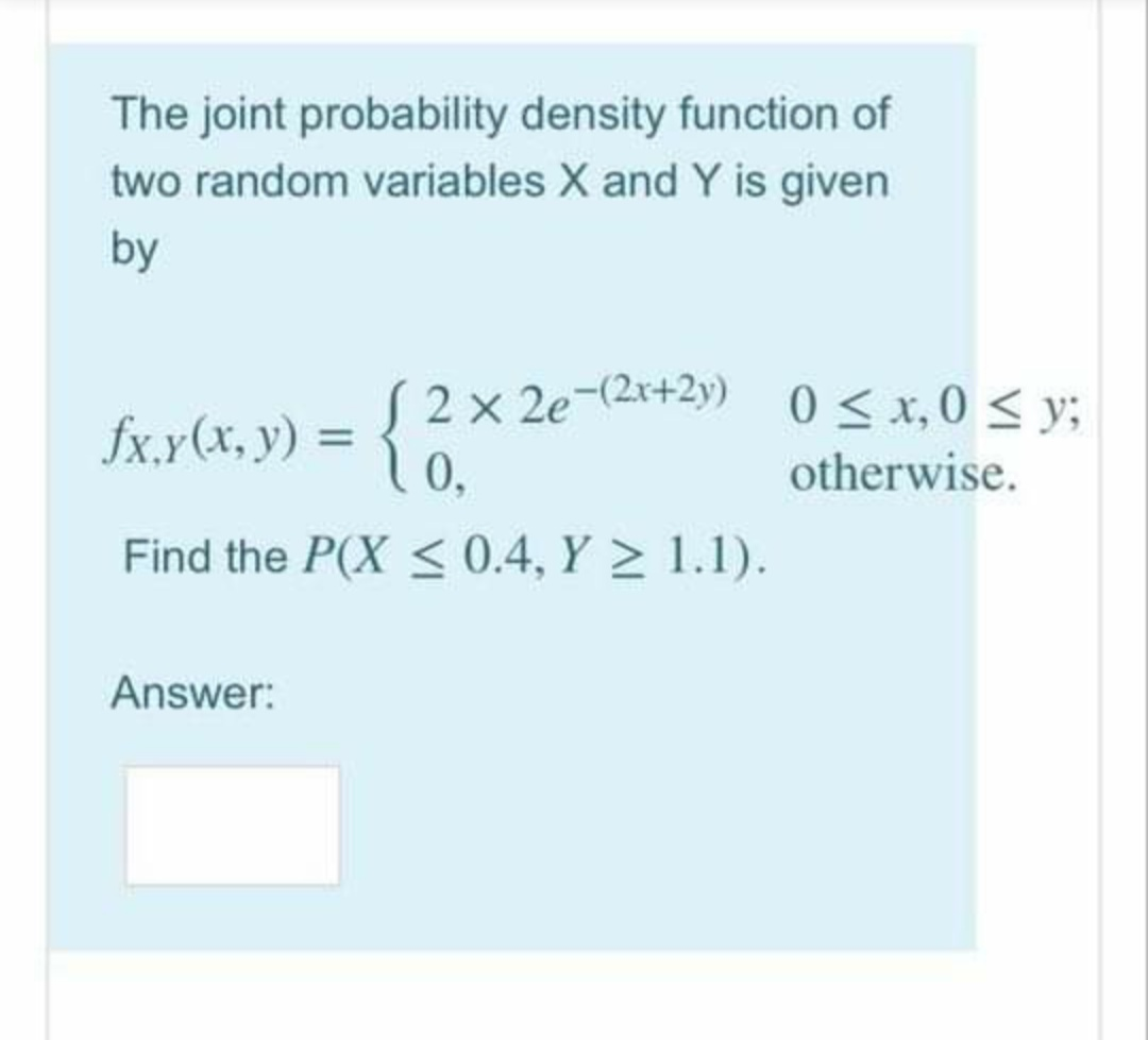 Solved The joint probability density function of two random | Chegg.com