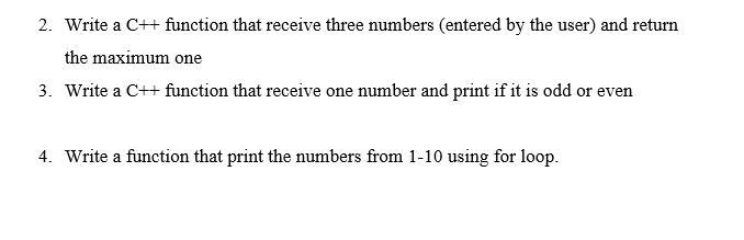 Solved 2. Write a C++ function that receive three numbers | Chegg.com
