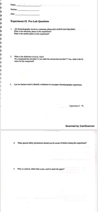 Solved Name, Section Experiment#3 Pre-Lab Questions All | Chegg.com