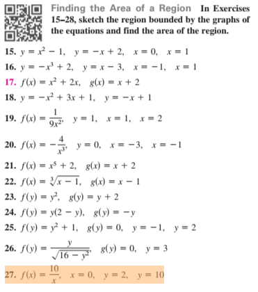 Solved Finding The Area Of A Region In Exercises15 28 Chegg