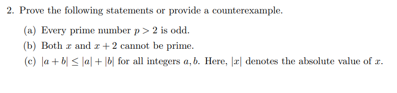Solved 2. Prove the following statements or provide a | Chegg.com
