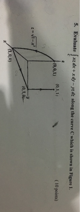Solved s. Evaluate xzdx +xdy-yzdz along the curve C which is | Chegg.com