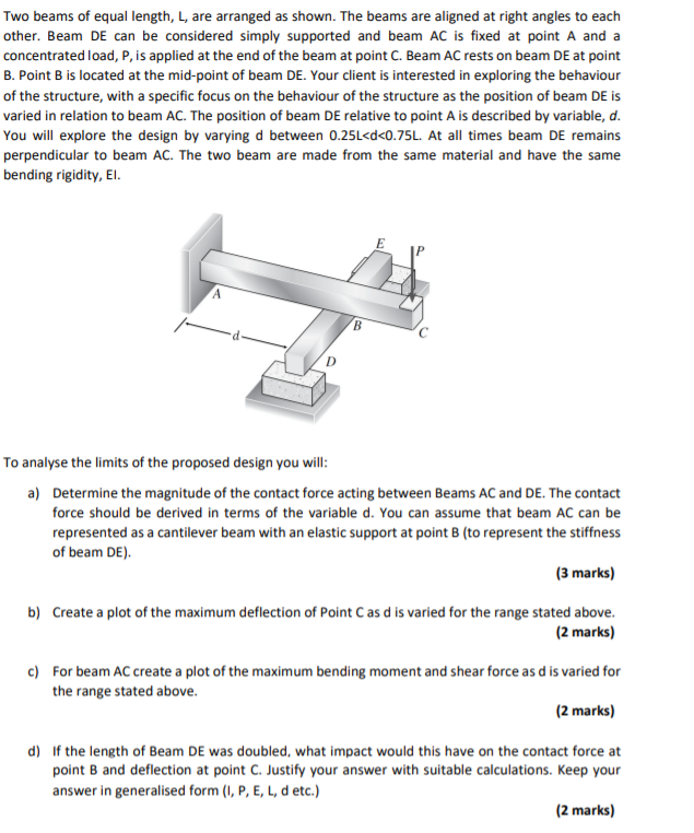 Solved Two beams of equal length, L, are arranged as shown. | Chegg.com