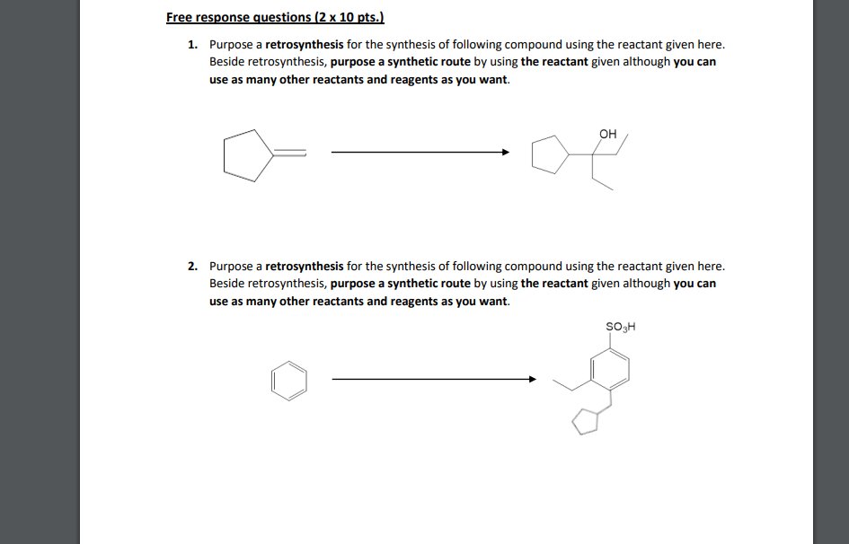 Solved Free response questions (2 x 10 pts.) 1. Purpose a | Chegg.com
