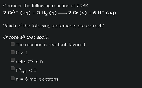 Solved Consider the following reaction at 298 K. | Chegg.com