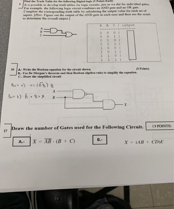 Solved Find the Truth Table for the following Digital logle | Chegg.com