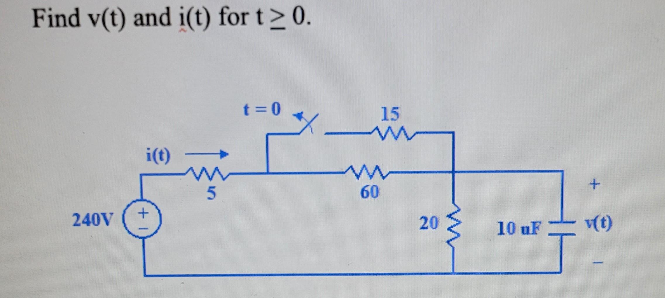 Solved Find v(t) and i(t) for t≥0 | Chegg.com